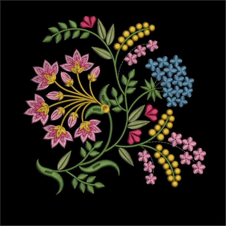 Flower Border Machine Embroidery Design Wild Herbs - Etsy