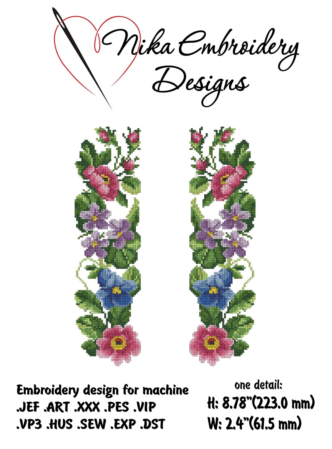 Machine Embroidery Design Flowers Cross Stitch - Etsy