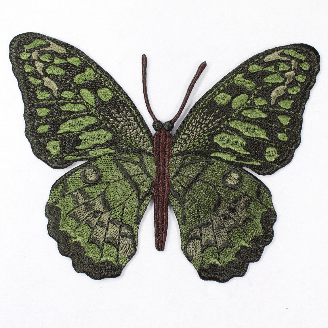 Green Butterfly Embroidered Patch Iron on – Solid Color Monochrome Moth ...