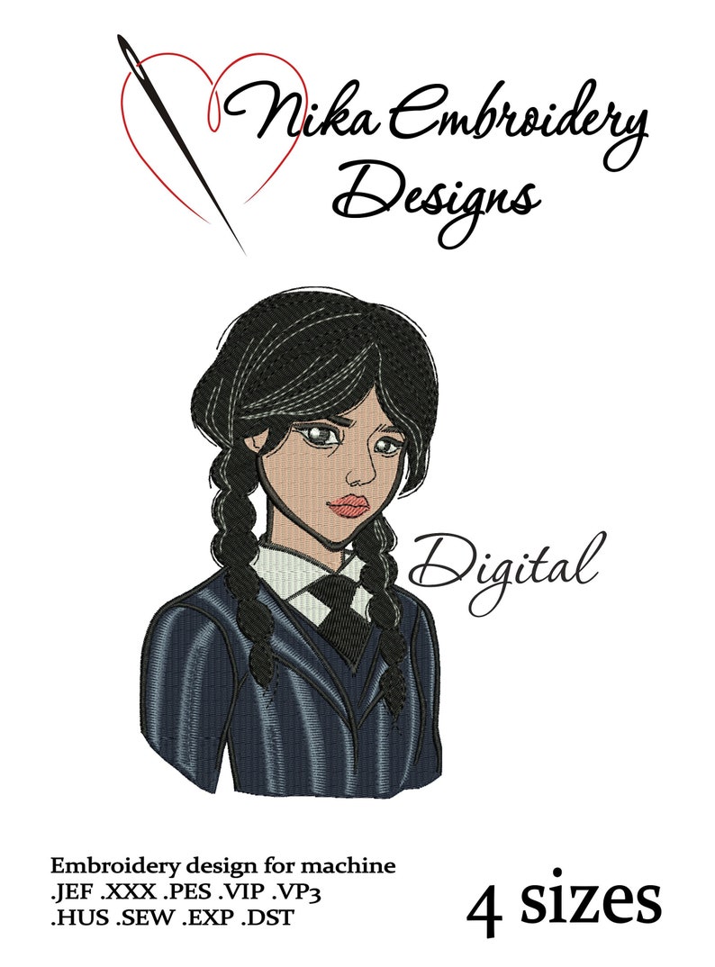 Machine Embroidery Design Wednesday Addams - Etsy UK