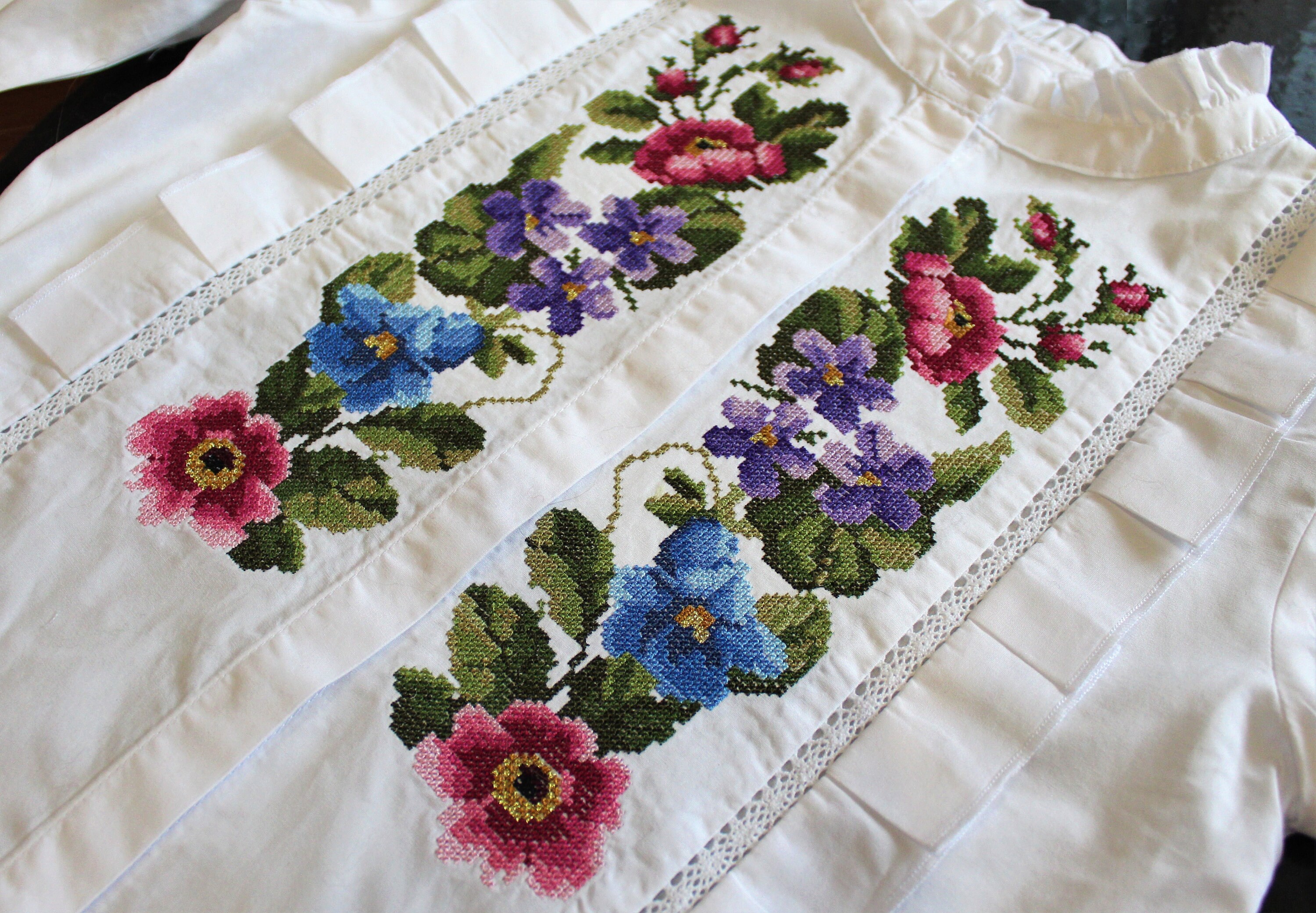 Machine Embroidery Design Flowers Cross Stitch - Etsy