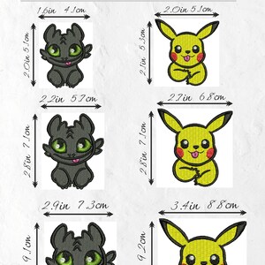 Pikachu Stitch Toothless Yoda Machine Embroidery Design - Etsy