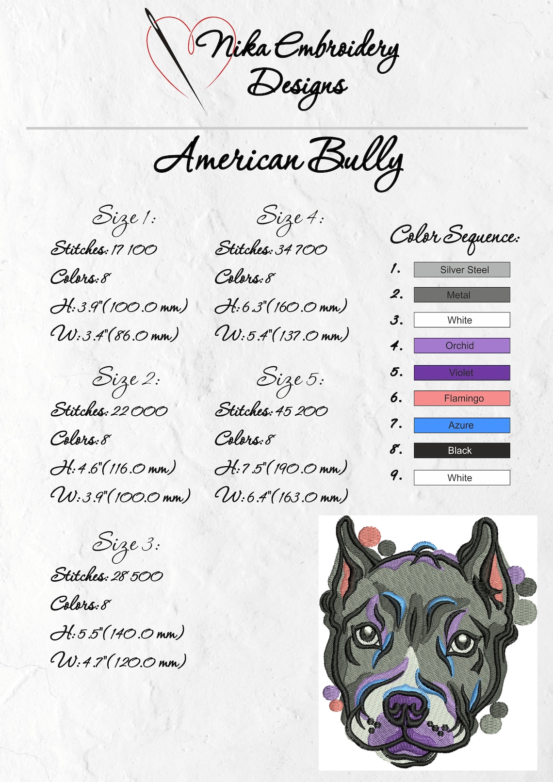 American Bully Machine Embroidery Design, Colorful Dog - Etsy Canada