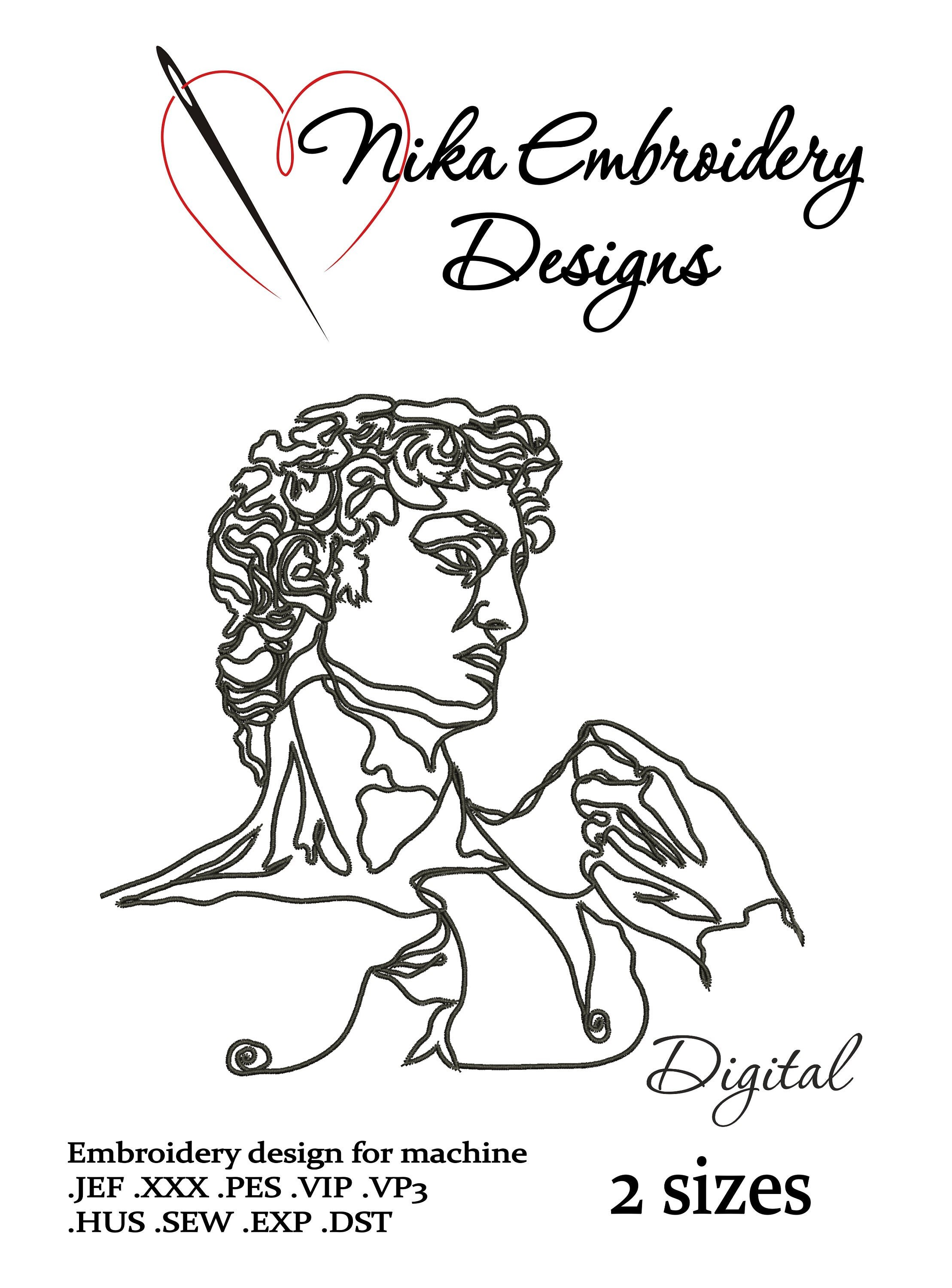 Machine Embroidery Design One Line David Sculpture Embroidery | Etsy