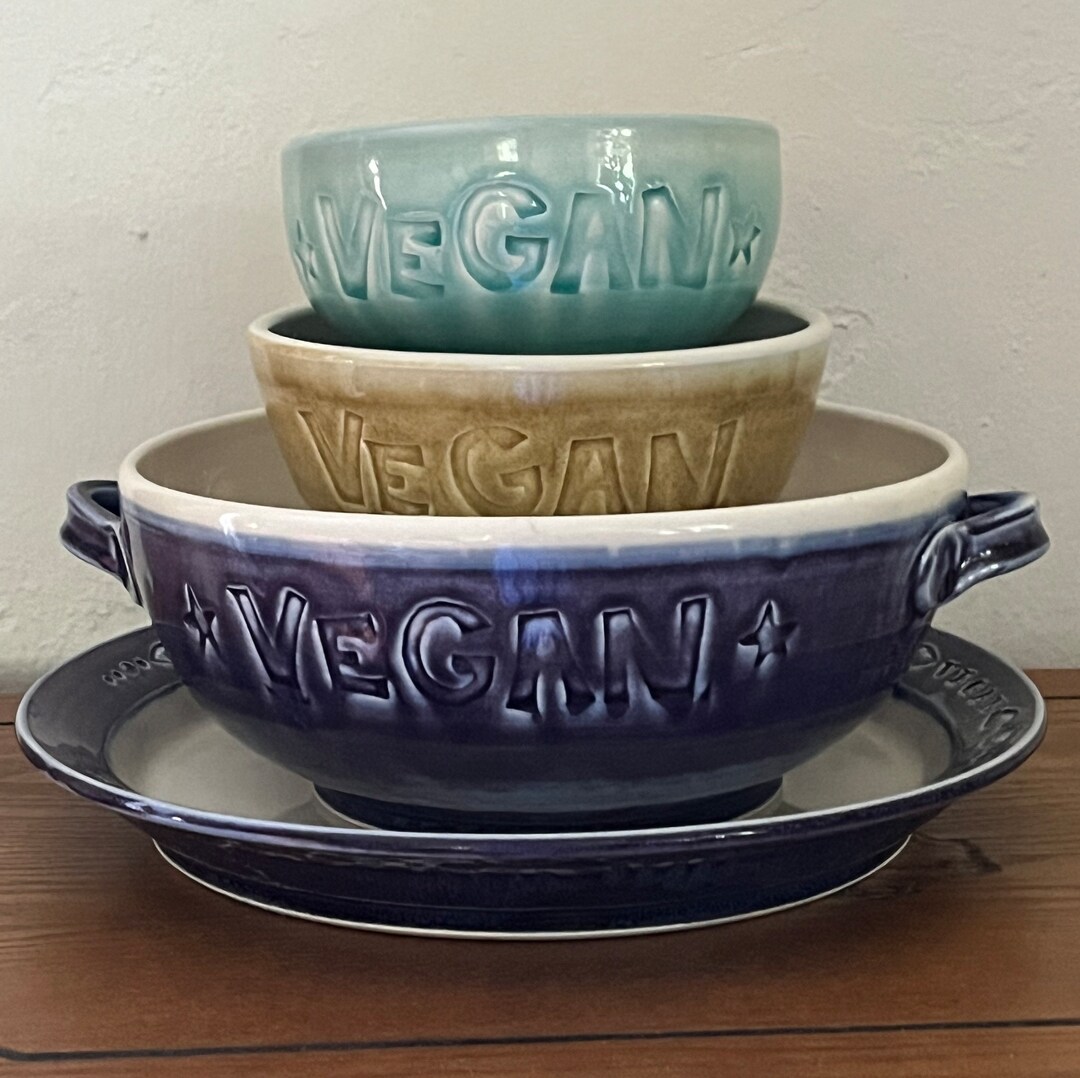 Handmade Pottery Set Jeanette Zeis VEGAN 1 Plate/1 Serving Bowl/2 ...