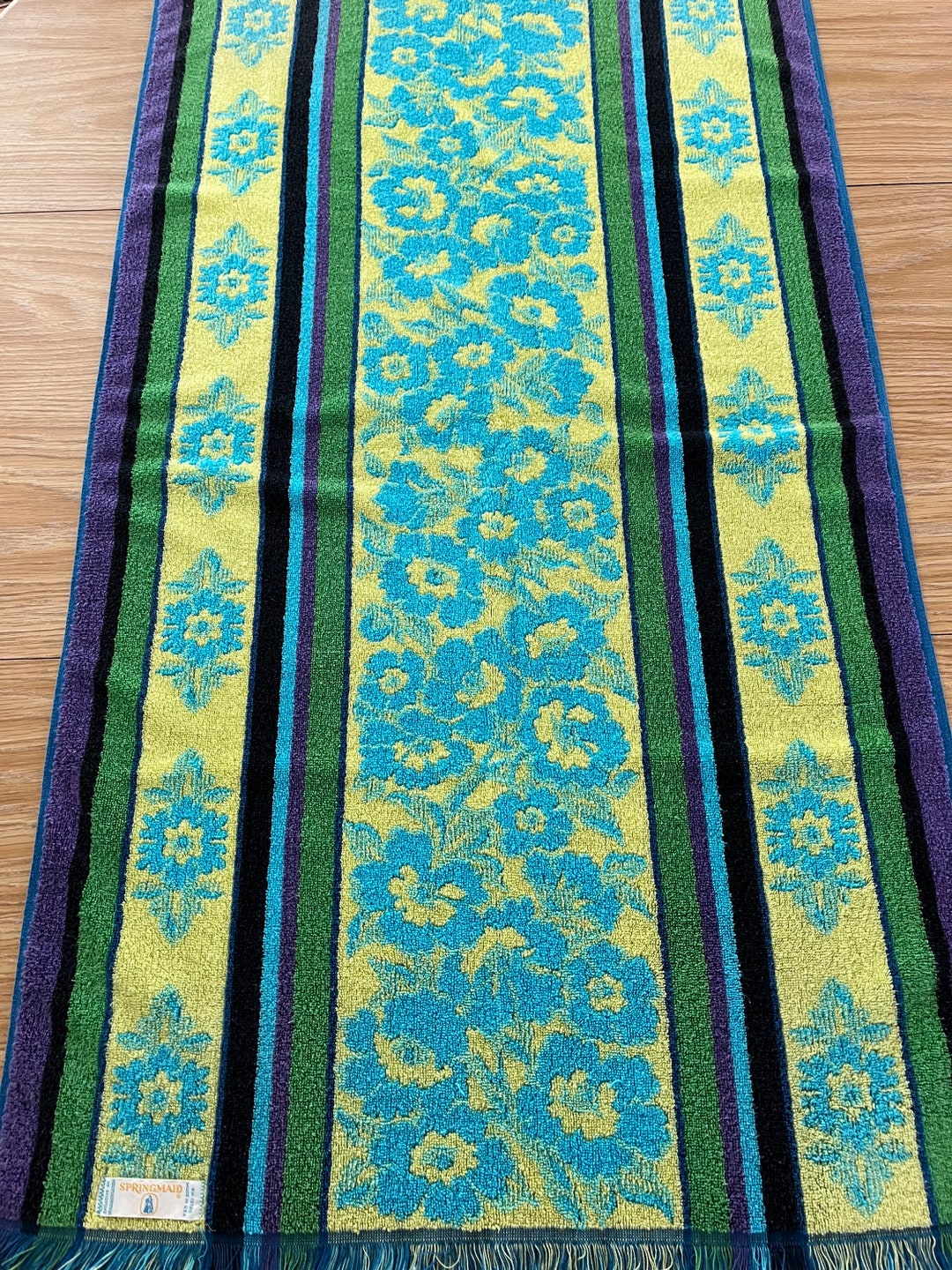 Vintage Springmaid Bath Towel Gorgeous Colors Fringe Sophisticated ...
