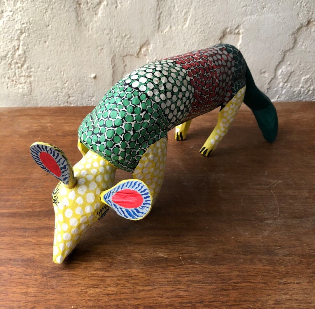 Signed Oaxaca Folk Art Armadillo: Hand-painted Papier-mâché Sculpture ...