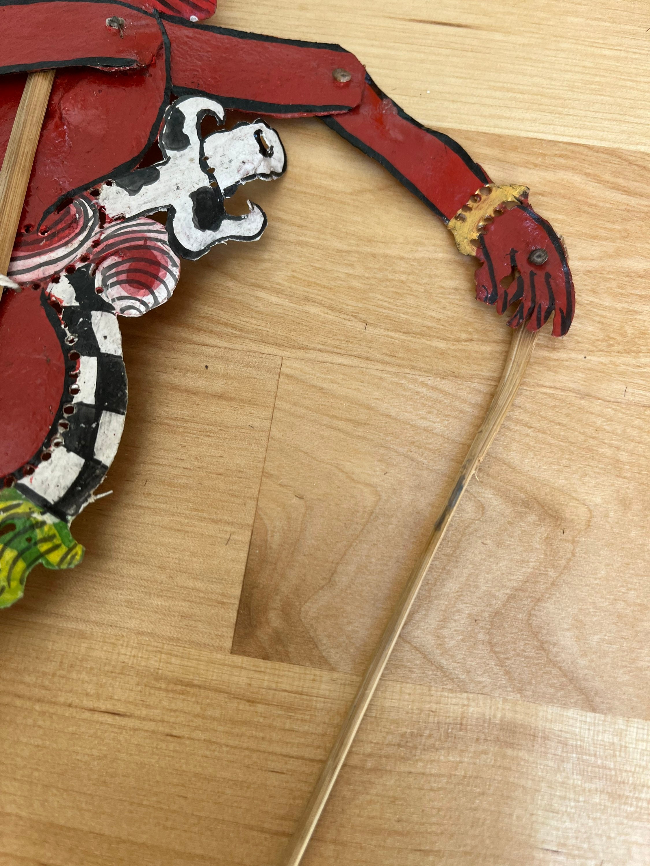 Vintage Articulated Shadow Puppet Wayang Purwa, Balinese Wood Rod ...