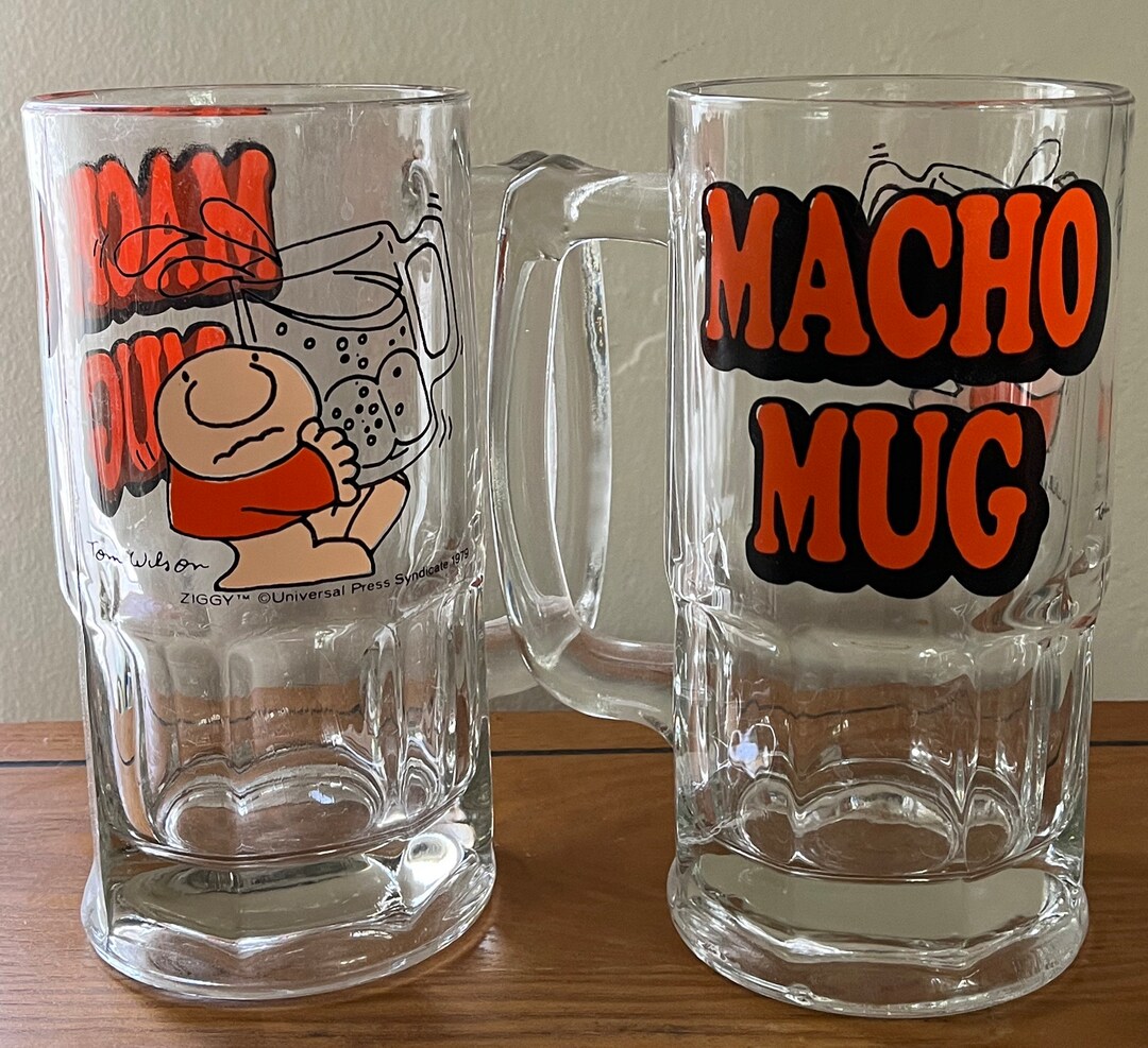 Vintage 1979 Ziggy Macho Beer Beverage Large Heavy 32oz Glass Mug / Tom ...