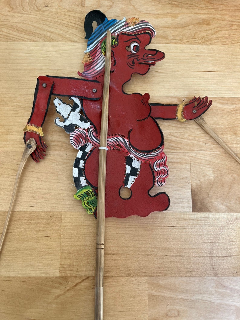 Vintage Articulated Shadow Puppet Wayang Purwa, Balinese Wood Rod ...