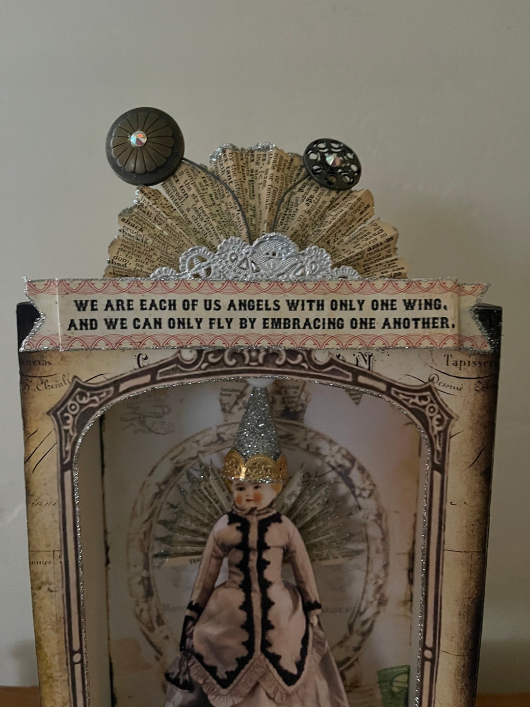 Debrina Pratt Angel Wing Shadow Box 3D Original Paper Collage Art ...