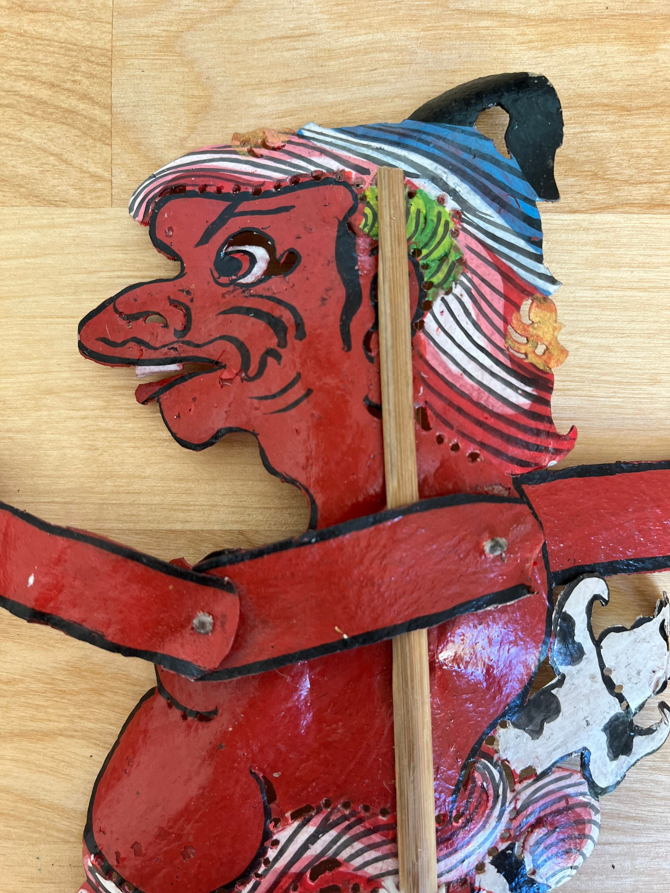 Vintage Articulated Shadow Puppet Wayang Purwa, Balinese Wood Rod ...