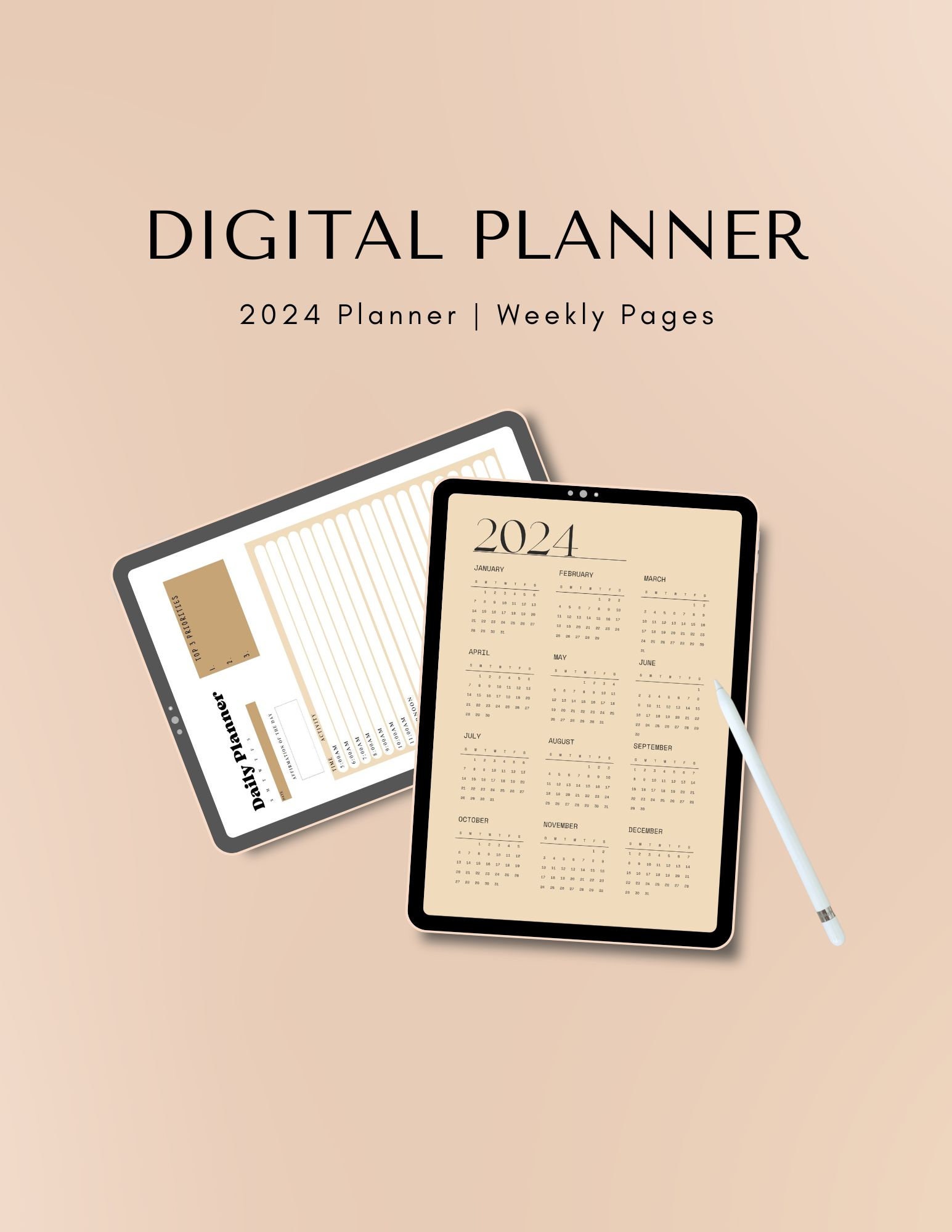 Digital Planner Goodnotes, 2024 Calendar, Daily Routine Planner, iPad ...
