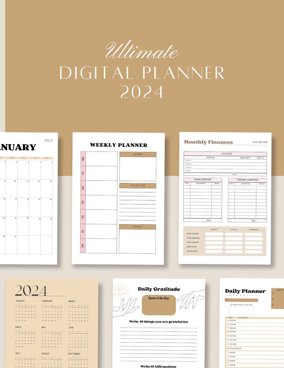 Digital Planner Goodnotes, 2024 Calendar, Daily Routine Planner, iPad ...