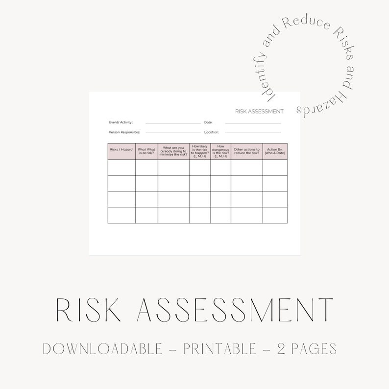 Business Risk Assessment Template Printable - PDF & Word - Etsy UK