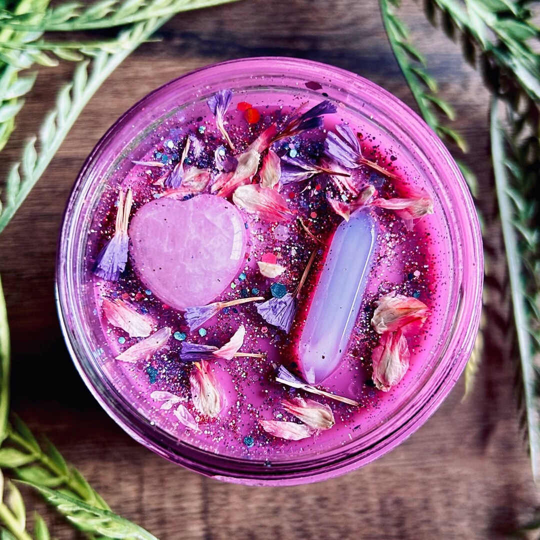 Self-love Candles, Crystal & Herb Candle, Soy Aromatherapy Candle With ...