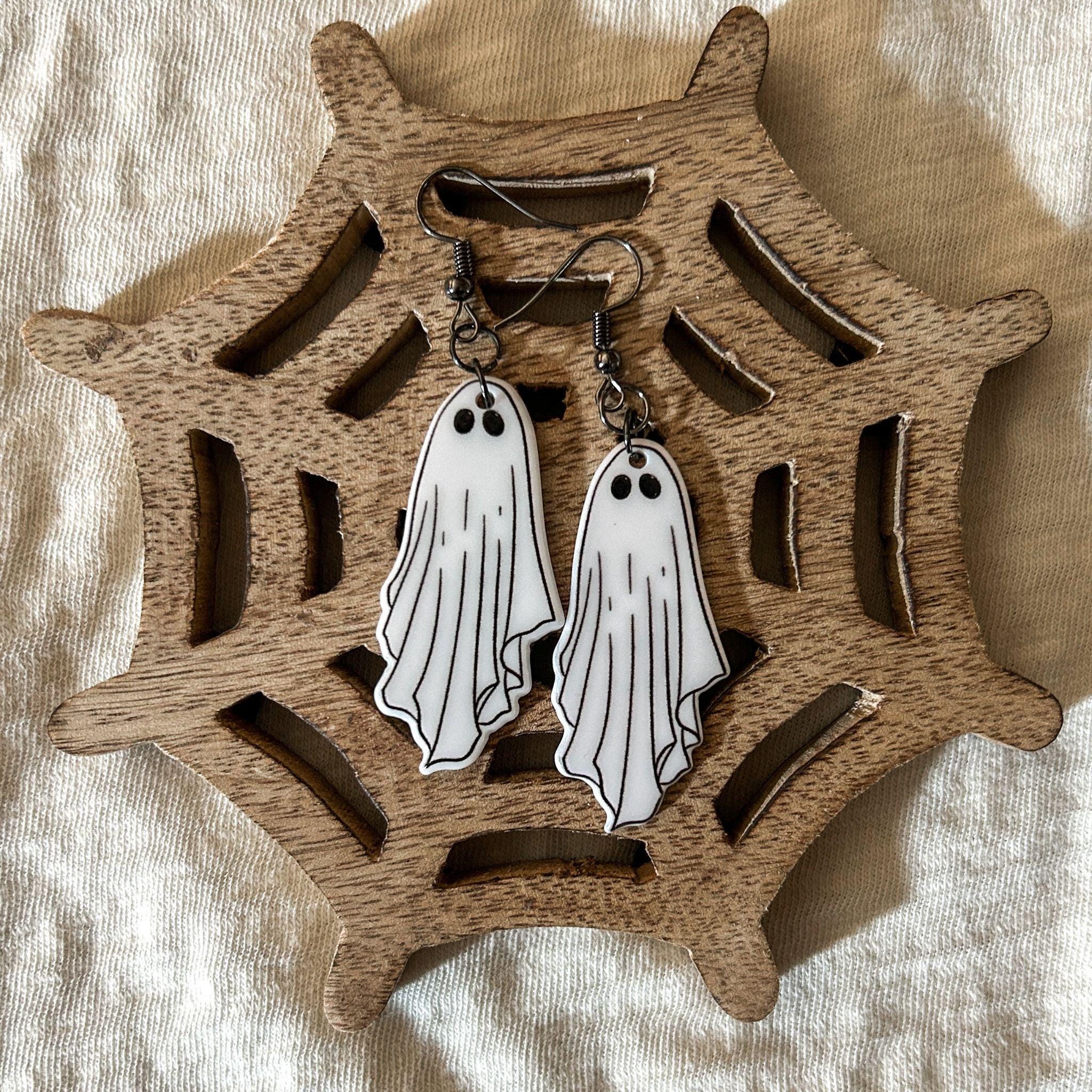 White Gothic Ghost Dangle Earrings - Spooky Jewelry - Halloween ...