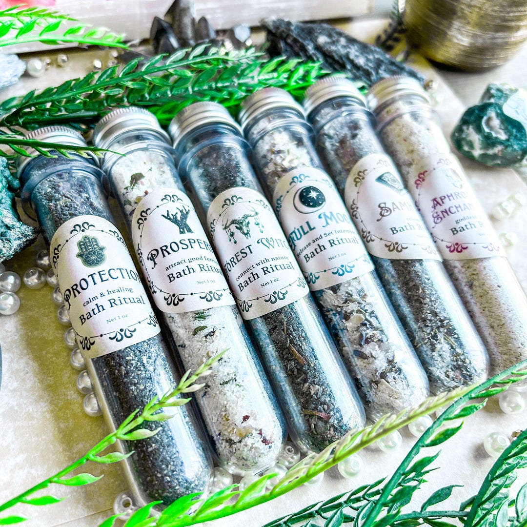 Intention Ritual Bath Salt Tube, Bath Salts With Crystals and Herbs ...