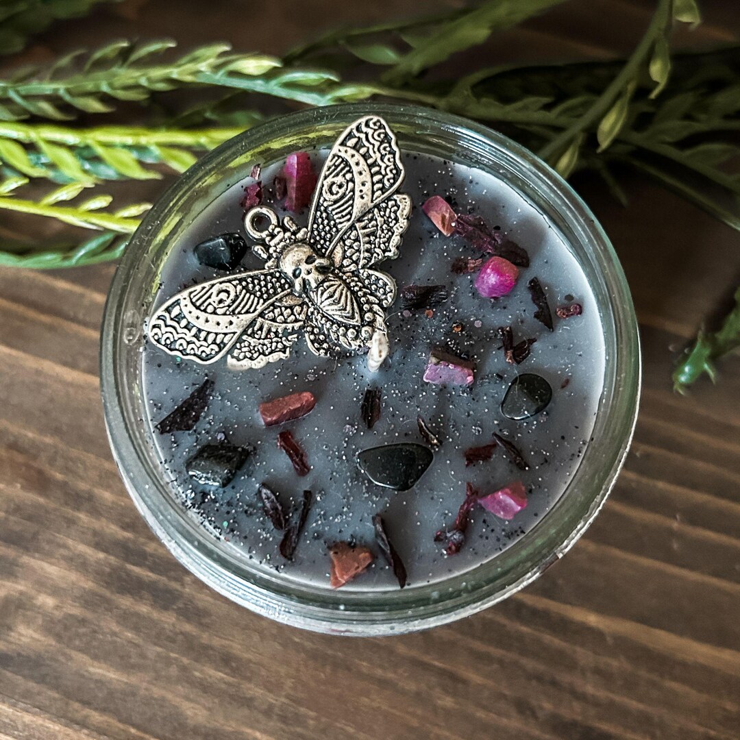 Sinister Shadows Gothic Moth Candle - Ruby Crystal Candle - Gothic Home ...