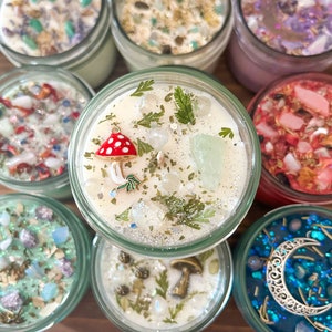 Intention Candles Infused With Crystals and Herbs, Homemade Meditation ...