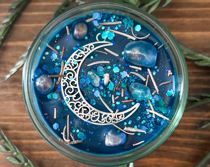 Pink Moon Crystal Candle ~ Anita Apothecary, Moon Magick Oil, Moon ...