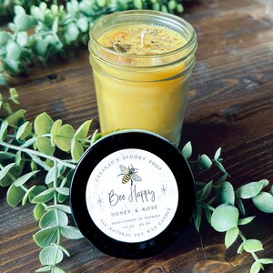 Bee Happy Candle, Positive Energy Candles, Crystal & Herb Candle, Soy ...