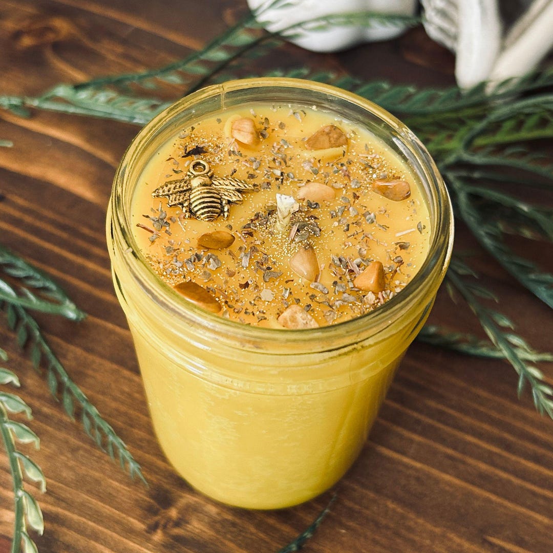 Bee Happy Candle, Positive Energy Candles, Crystal & Herb Candle, Soy ...