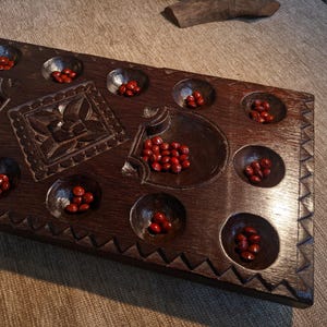 Pallankuli Antique Indian Game Board Pallankuzhi Alagulimanae Mancala ...