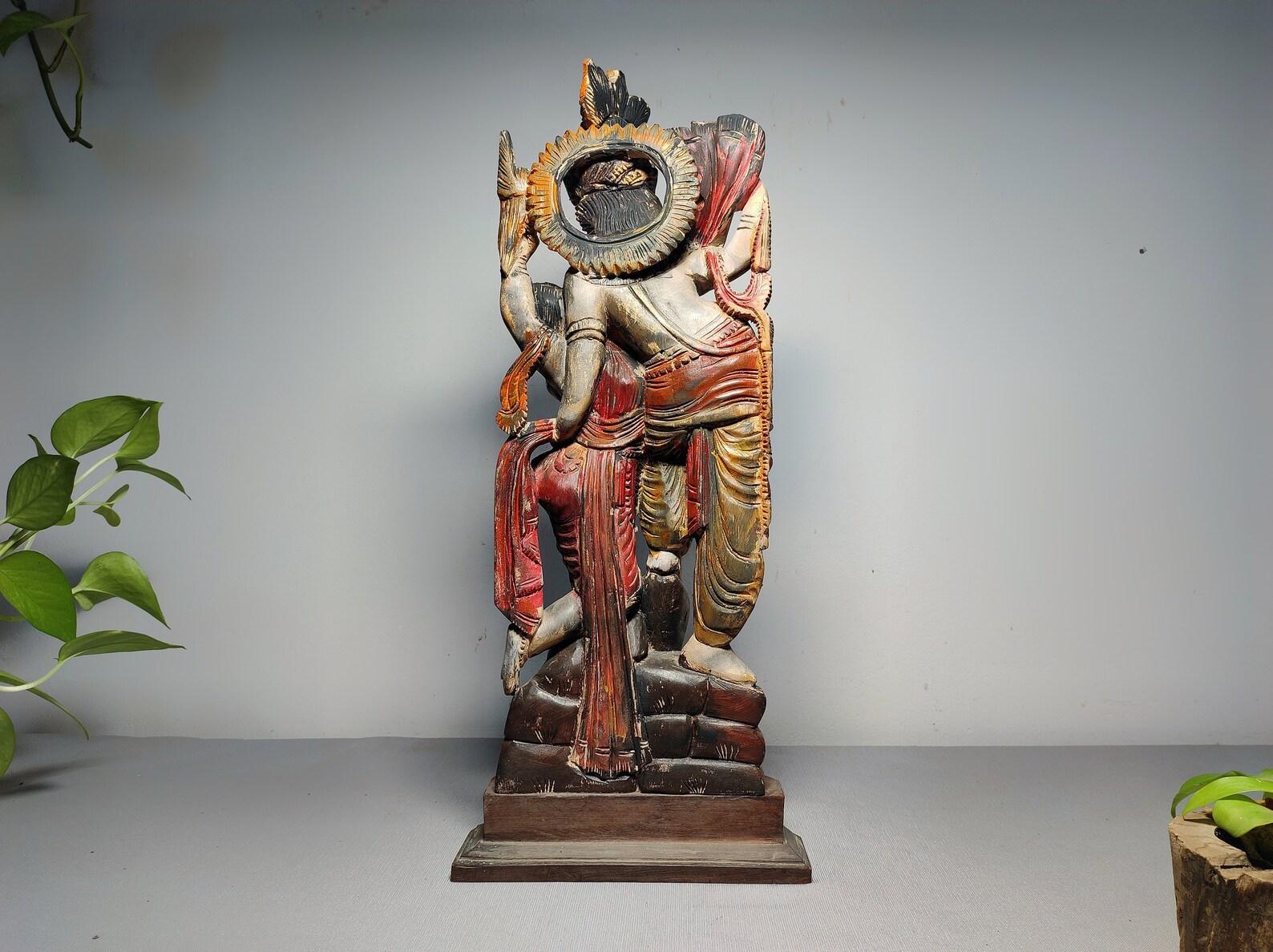 Buy Indian Wooden Radha Krishna Figure. Online in India - Etsy