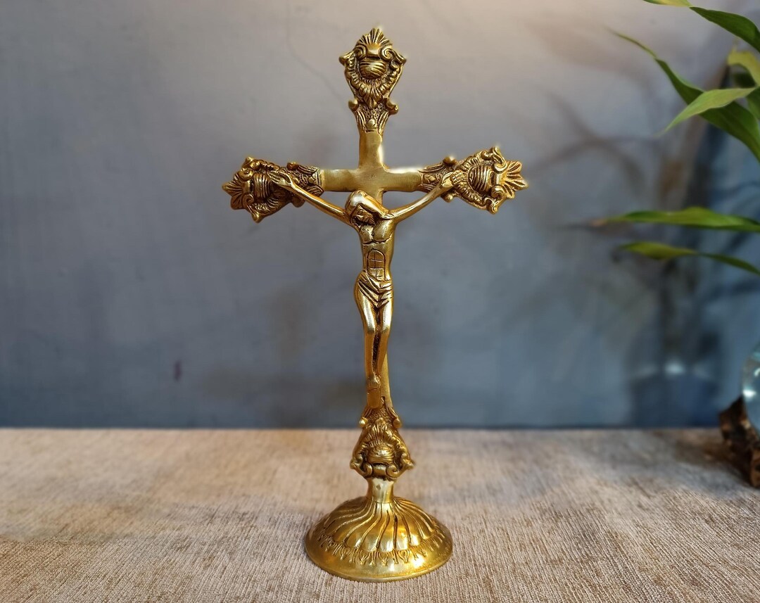 Brass Crucifix Cross Statue A Beautifully Handcrafted Religious ...