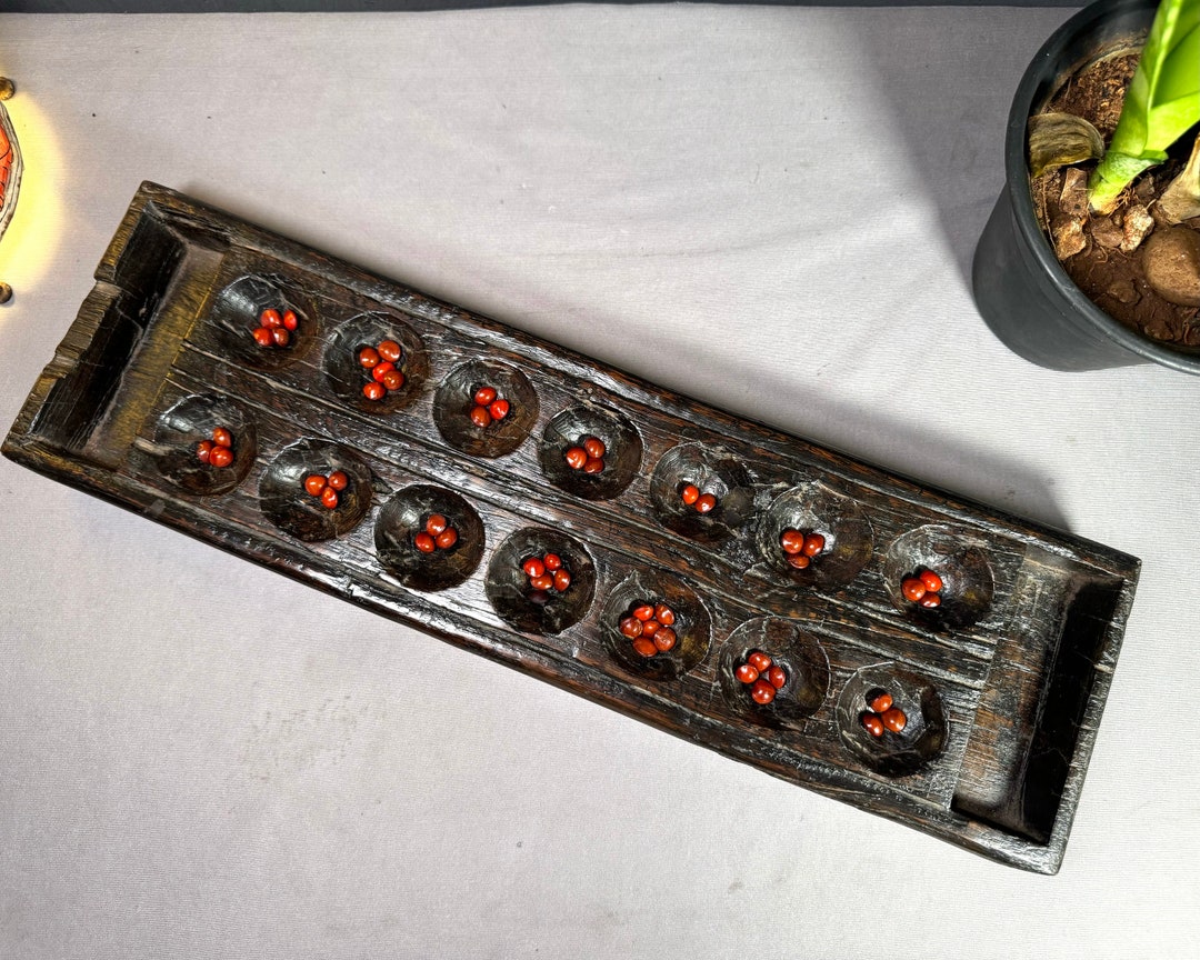 Pallankuli Antique Indian Game Board Pallankuzhi Alagulimanae Mancala ...
