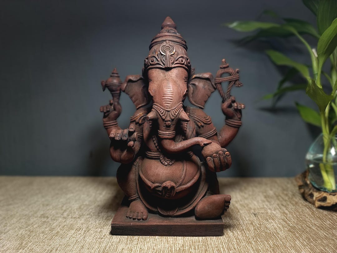 LORD GANESHA Wooden Jackwood Antique Idol Art Hand Carved Ganesh Statue ...