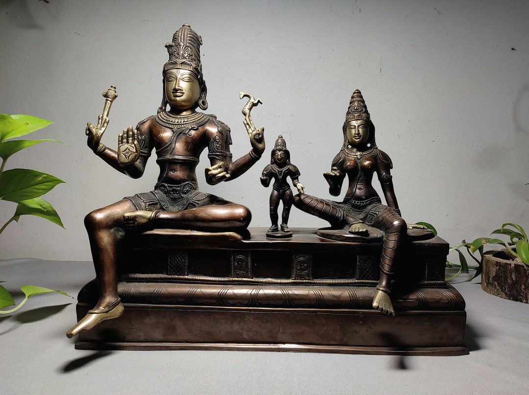 Indian Brass Antique Finished Somaskandar Statue of Shiva Prarvathi - Etsy