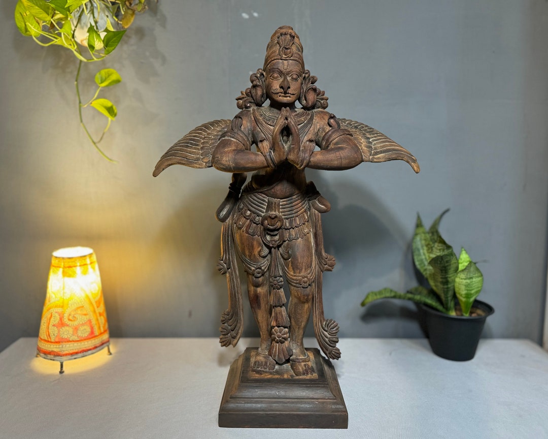 Antique Wooden Sculpture of Lord Garuda With Wings Spread and Hand ...
