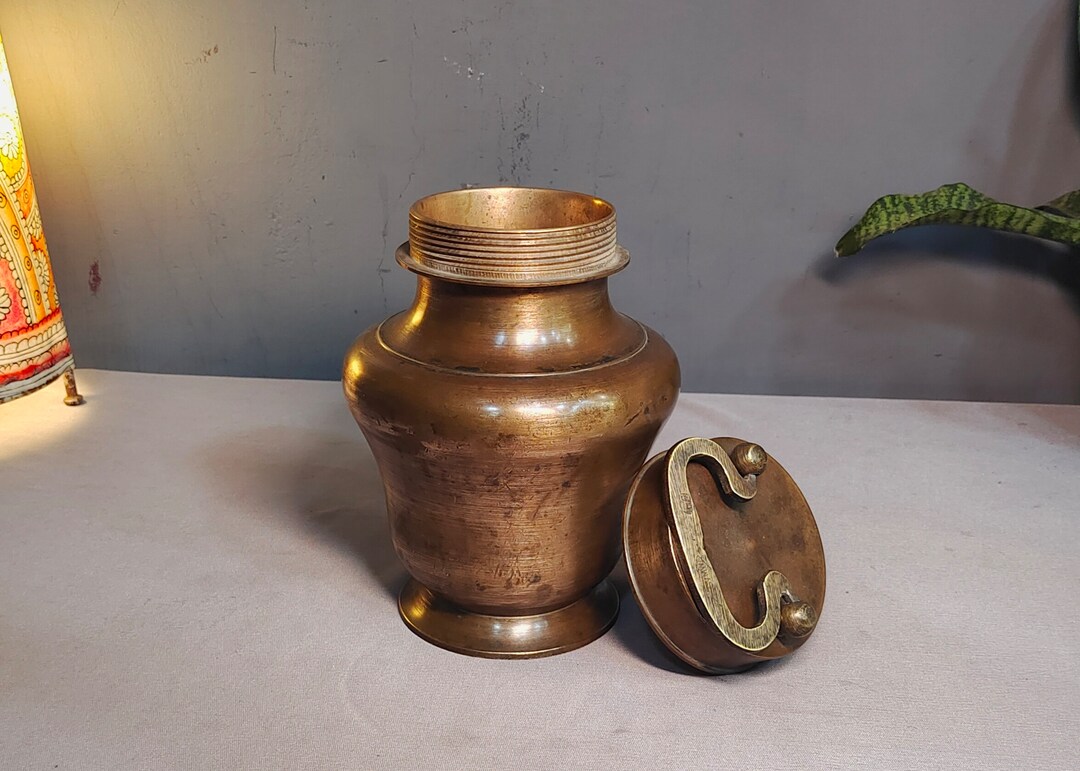 Antique Bronze Milk Pot With Ornate Lid: Handmade Home Decor - Etsy