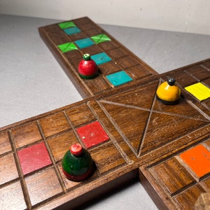 Ludo Ancient Indian Board Game. Wooden Coins and Dice. - Etsy