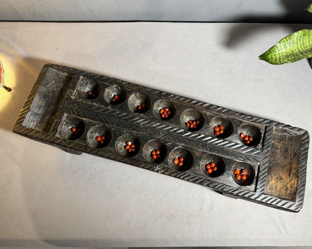 Pallankuli Antique Indian Game Board Pallankuzhi Alagulimanae Mancala ...