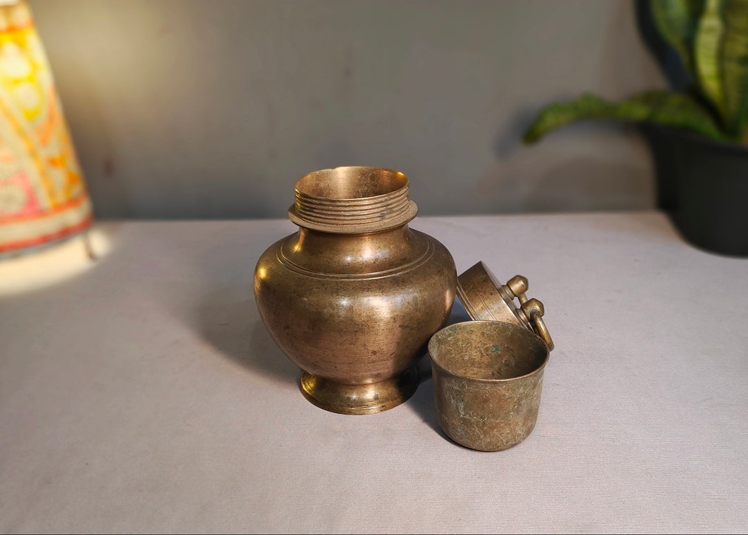Antique Bronze Milk Pot With Ornate Lid.handmade Pot / Kooja for Home ...