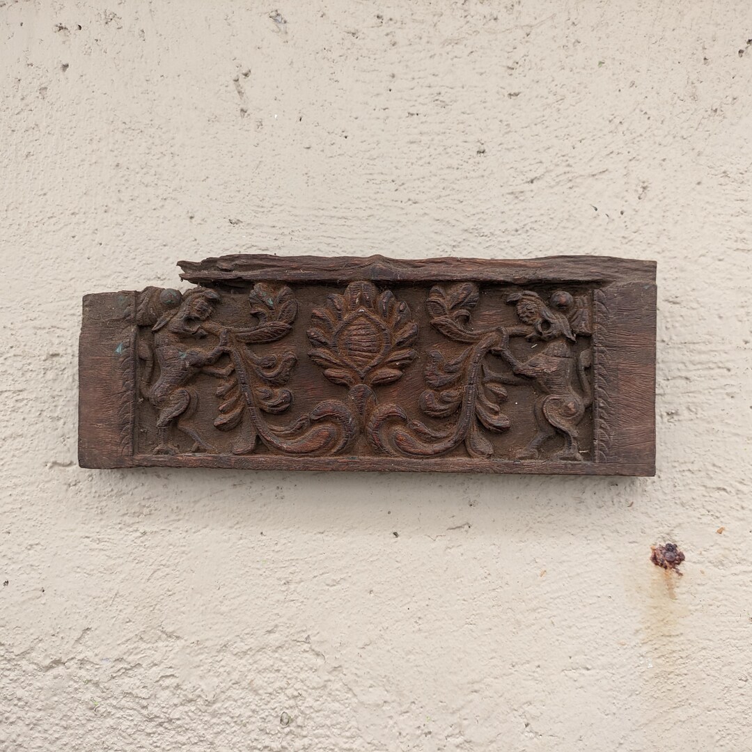 Antique Indian Carved Wood Panel: Rustic Bohemian Wall Art - Etsy UK