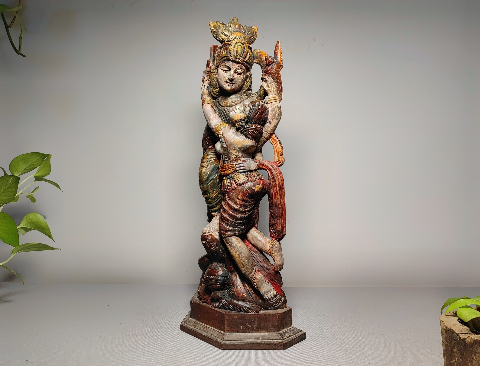Buy Indian Wooden Radha Krishna Figure. Online in India - Etsy