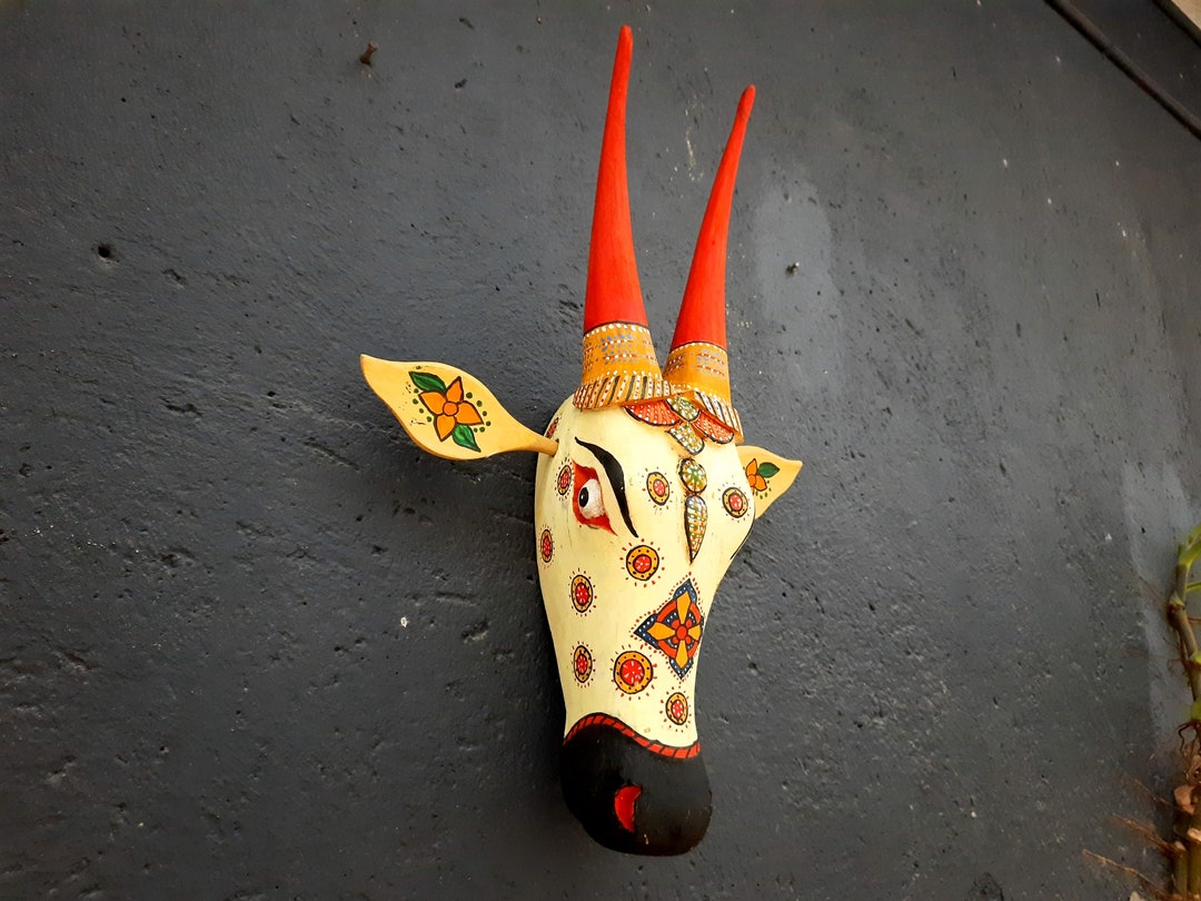 Large Decorative Indian Nandi | Bull | Cow Head | Face Mask for Wall ...
