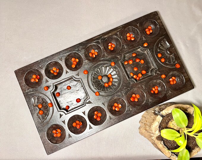 Magnificent Brass Pallanghuzi Board Game With 14 Pits From South India ...