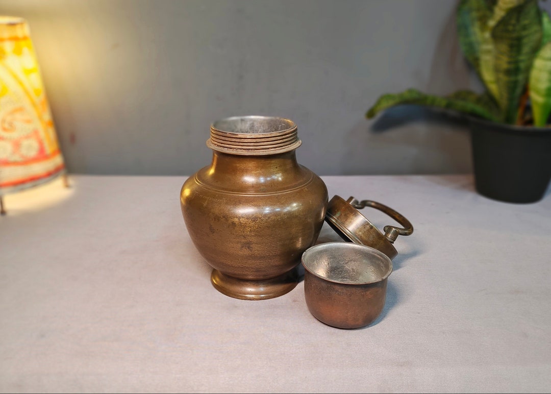 Antique Bronze Milk Pot With Ornate Lid.handmade Pot / Kooja for Home ...
