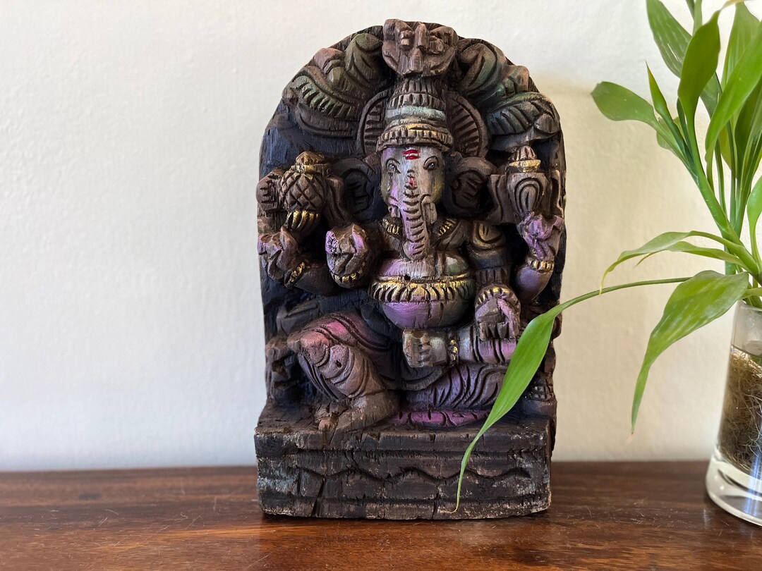 Vintage Carved Jackwood Ganesh Statue: Indian Home Decor - Etsy