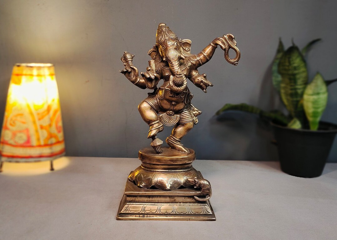 Antique Brass Dancing Ganesh Statue.lord Ganapati/ganesha Dancing ...