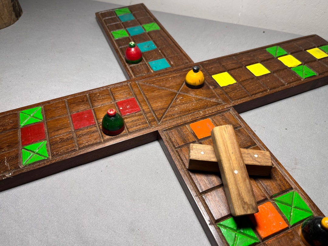 Ludo Ancient Indian Board Game. Wooden Coins and Dice. - Etsy