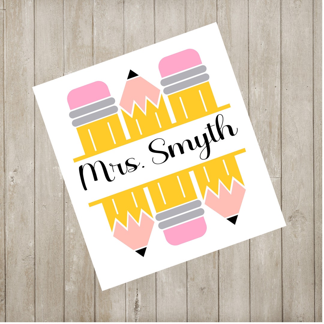 Pencil Monogram Decal - Etsy