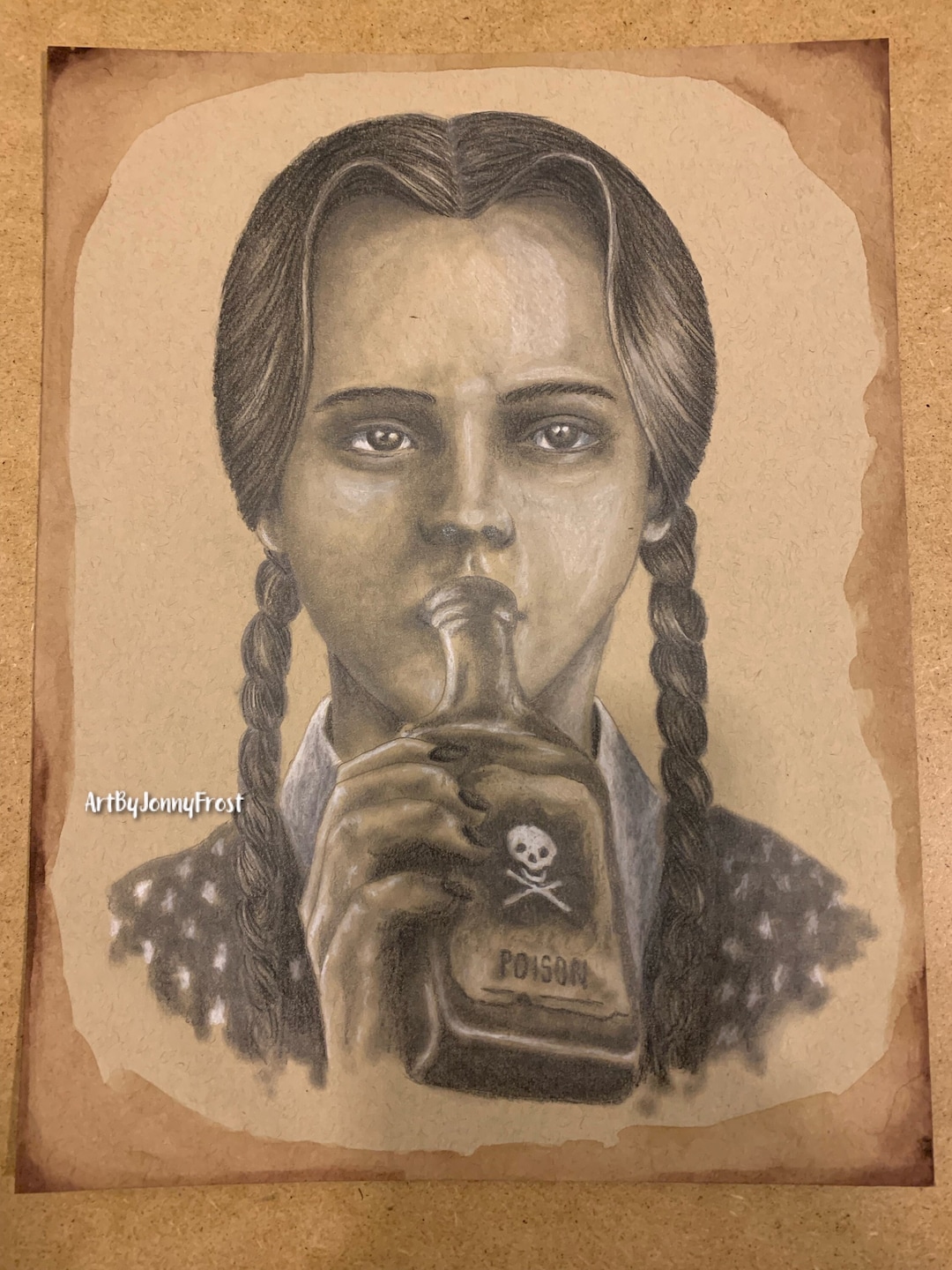 Wednesday Addams Christina Ricci the Addams Family Charcoal Portrait ...