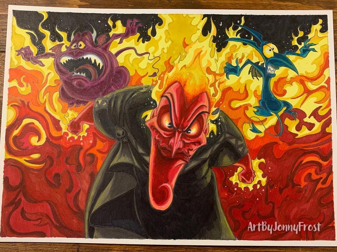 Hades Pain and Panic From Hercules Disney Painting Original Framed ...