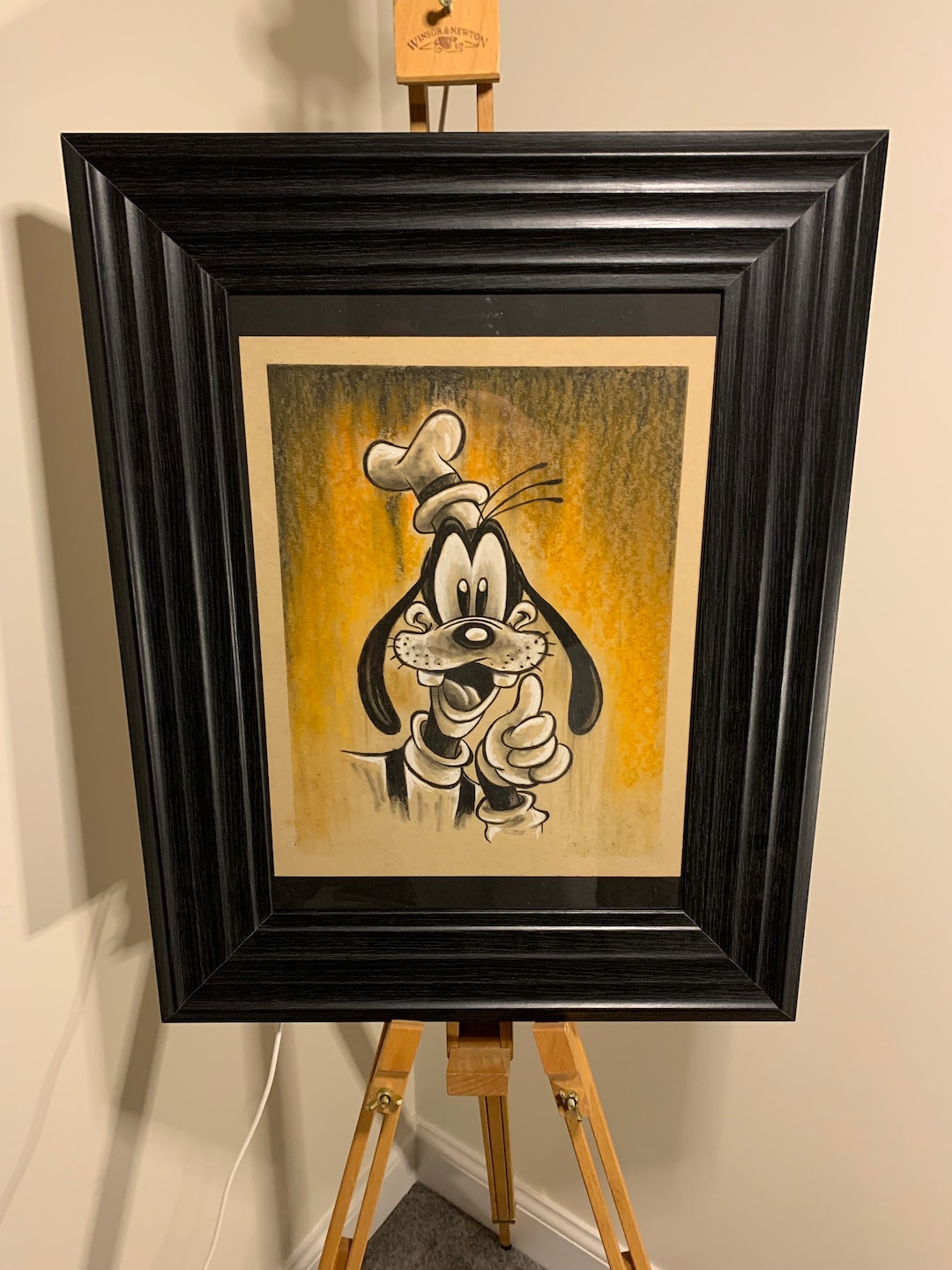 Goofy Disney Charcoal and Pastel Drawing Original Framed - Etsy